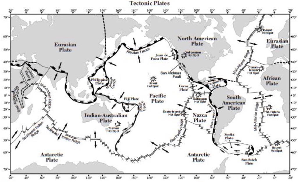 Plate Tectonics Map Black And White